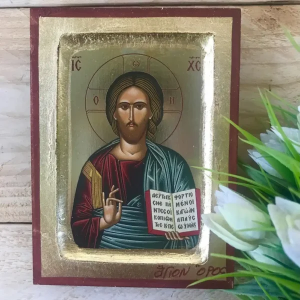Jesus Christ Blessing Handmade Greek Orthodox Icon - Artdome Icons